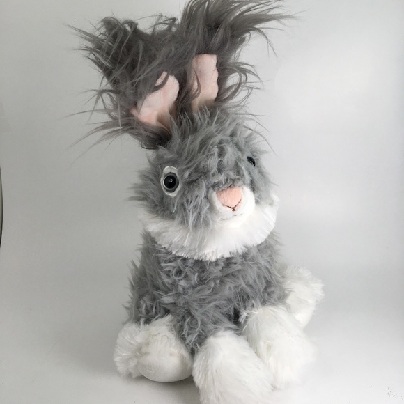 Toys | 14 Angora Bunny Rabbit Plush Stuffed Animal 14 Gray White Fuzzy ...